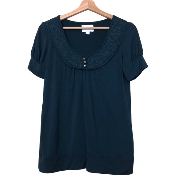 Tops | Anthropologie Deletta Floral Embroidered Yoke Top | Poshmark